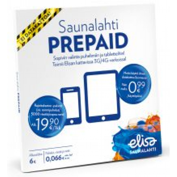 Elisa Saunalahti Prepaid aloituspaketti, sis 6€ saldoa – DataStoppi